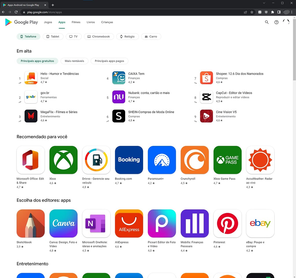 New Play Store layout on desktop - Web and Telecom - Tecnoblog Comunidade