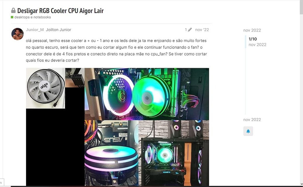 Como desligar o RGB do CPU Fan - Desktops e Notebooks - Tecnoblog ...